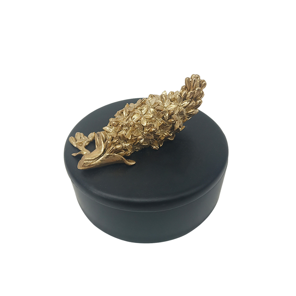 BLOOM 1 ΚΟΥΤΙ ΑΠΟΘΗΚΕΥΣΗΣ POLYRESIN ΜΑΥΡΟ ΧΡΥΣΟ D11,8xH8,7cm - Έπιπλα ...
